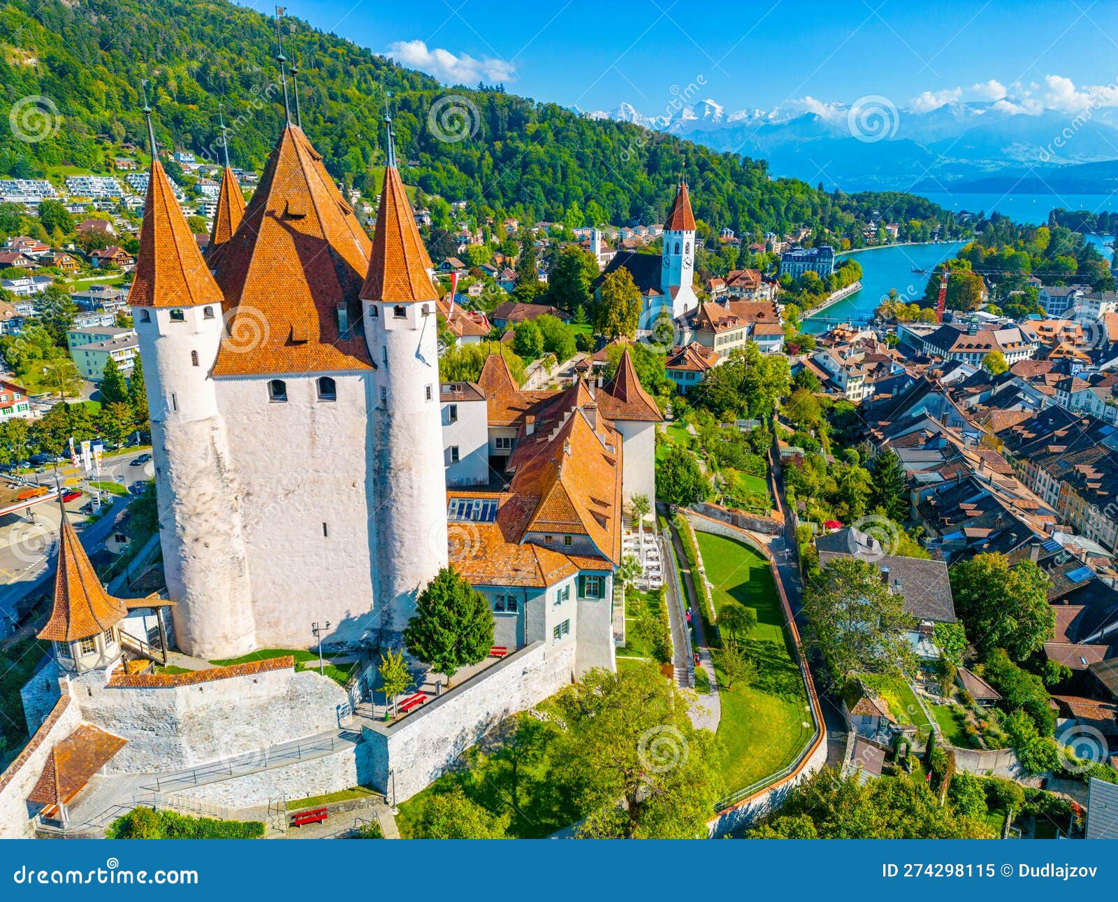 Panorama View of Thun Castle in Swiss Town Thun Editorial Image - Image ...