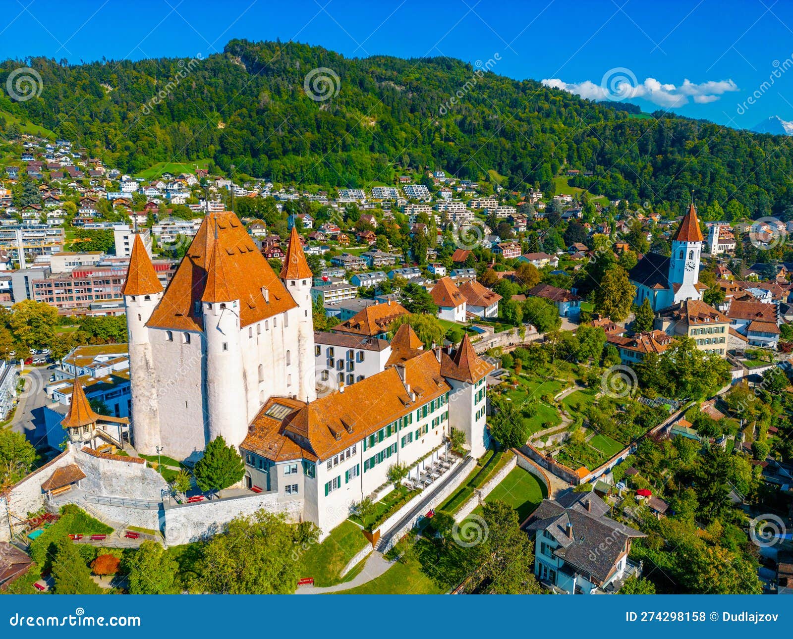 Panorama View of Thun Castle in Swiss Town Thun Editorial Stock Photo ...
