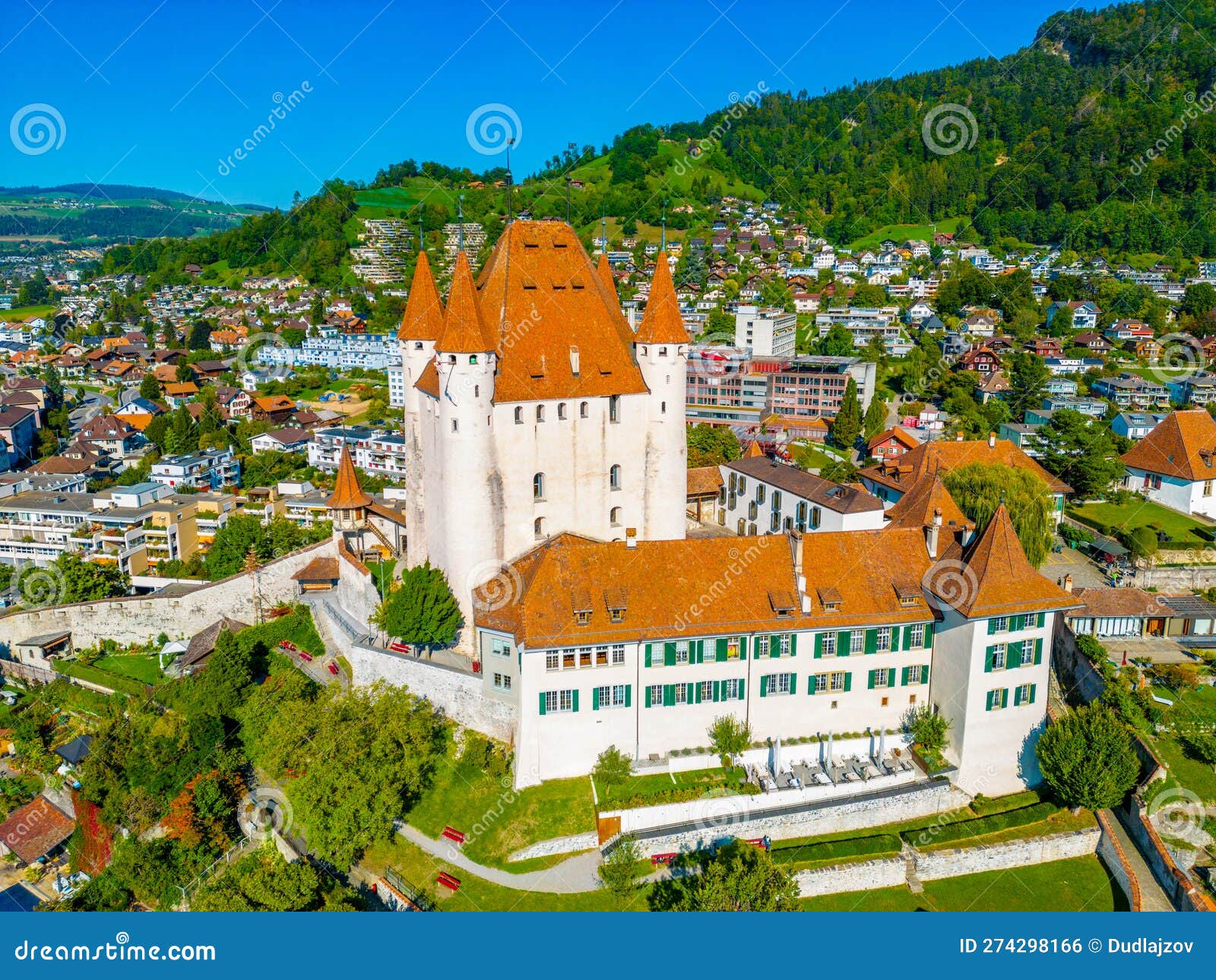 Panorama View of Thun Castle in Swiss Town Thun Editorial Photo - Image ...