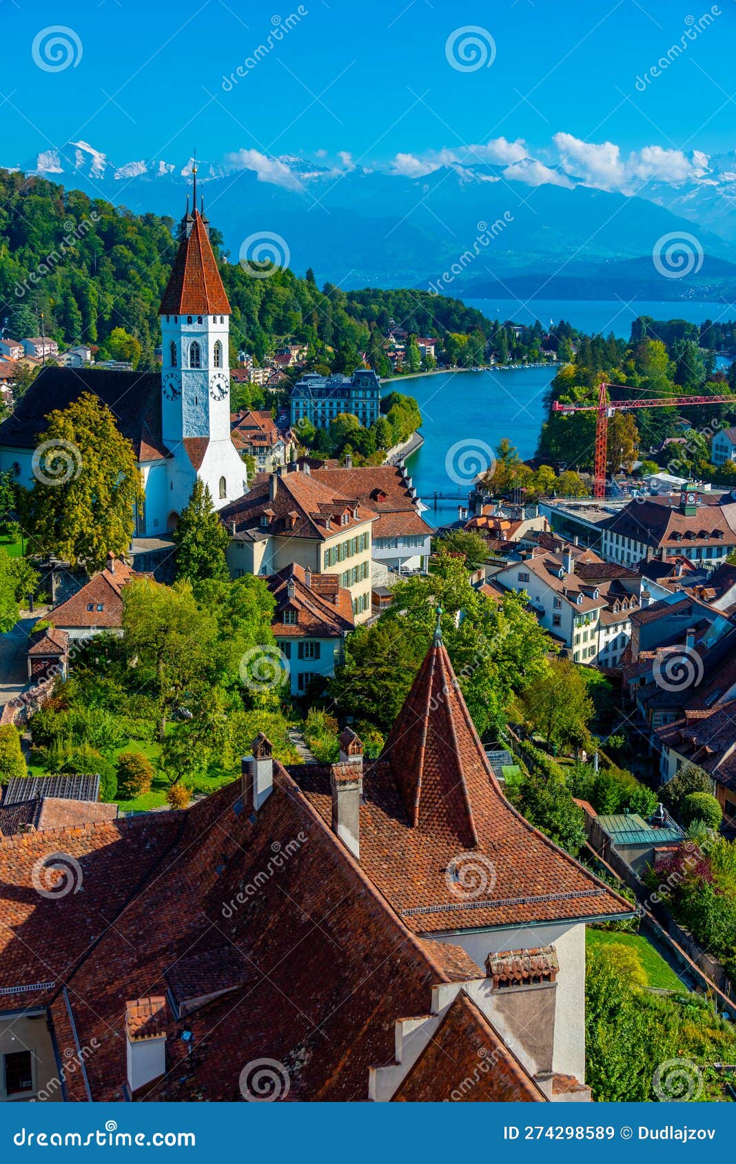 Panorama View of Thun from the Castle, Switzerland Stock Image - Image ...