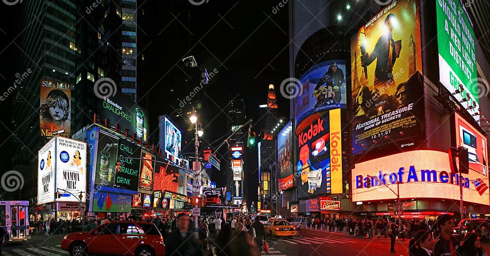 Panorama View of Times Square Editorial Image - Image of poster, drive ...