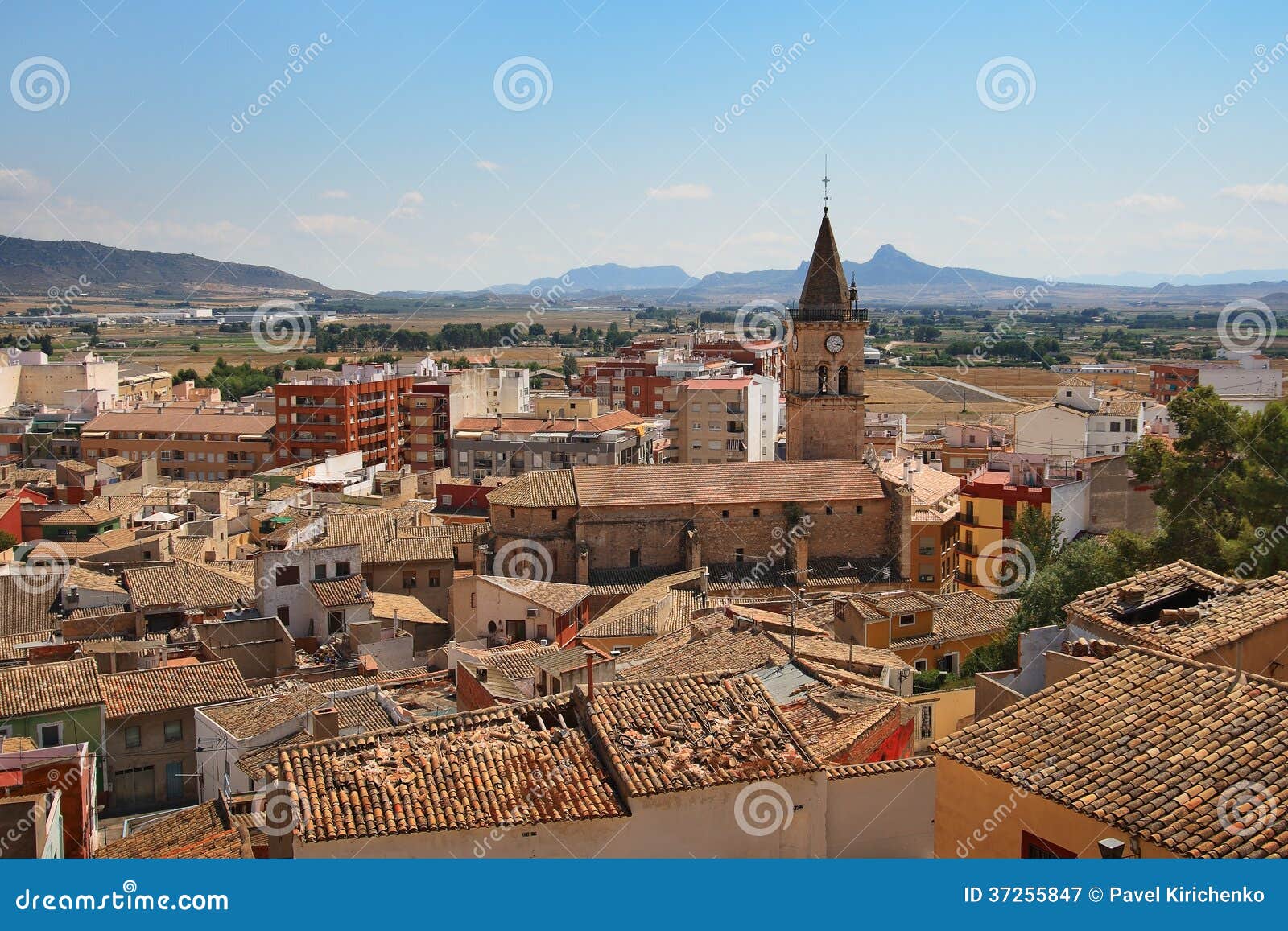Panorama of Villena town stock image. Image of town, stone - 37255847
