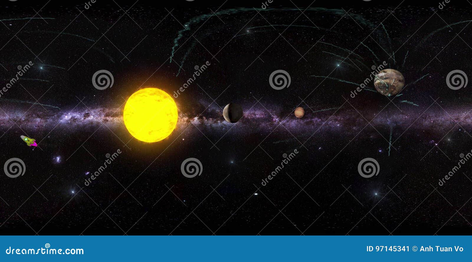 360 Degree Outer Space Panorama With Planet Mars, Environment HDRI Map ...