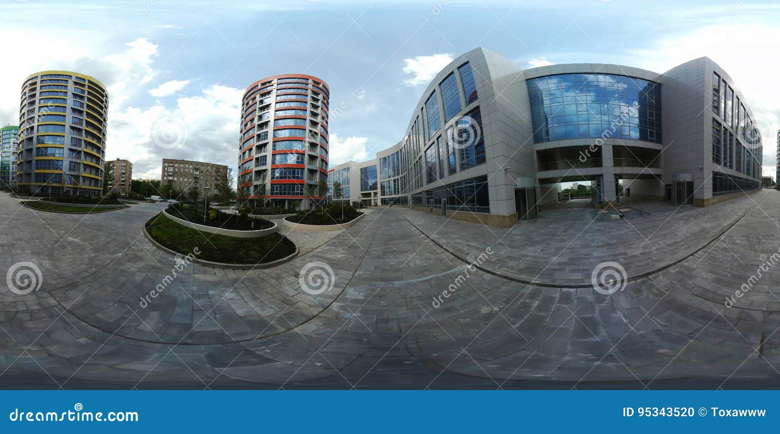 360 Panorama Vr of Modern City Quarter Stock Photo - Image of blue ...