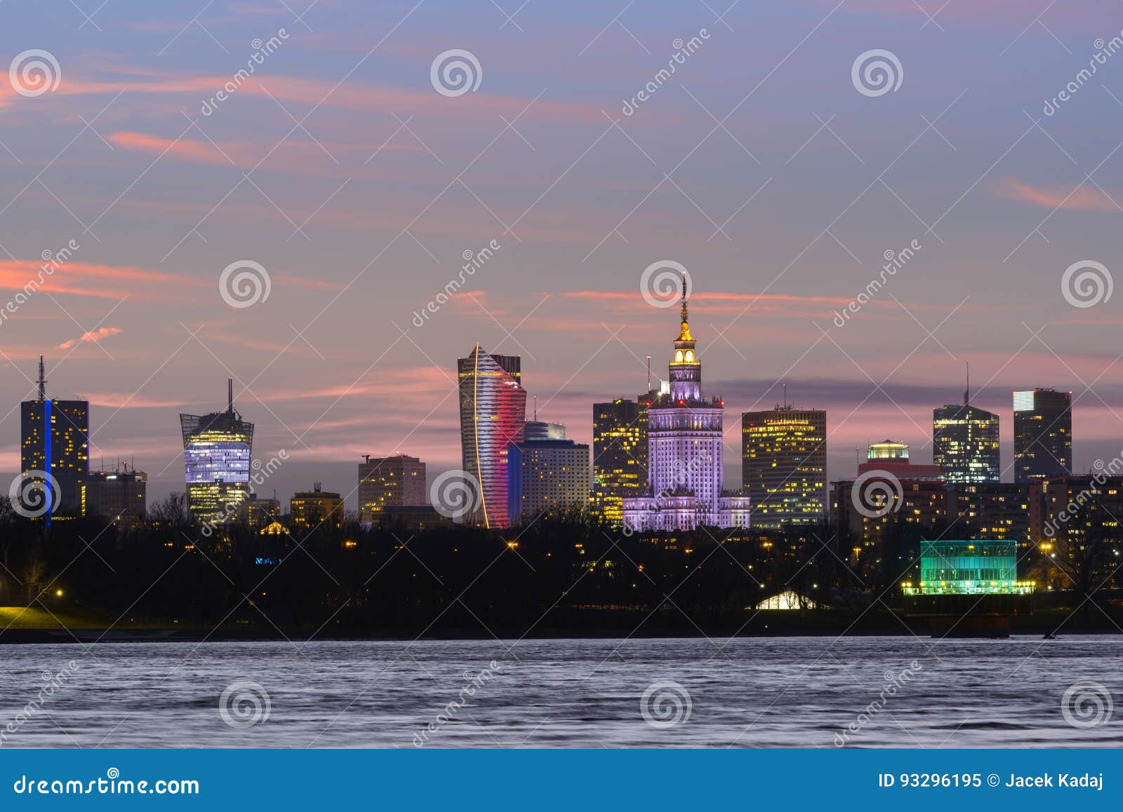 Panorama of Warsaw Skyline during Sunset Stock Image - Image of ...