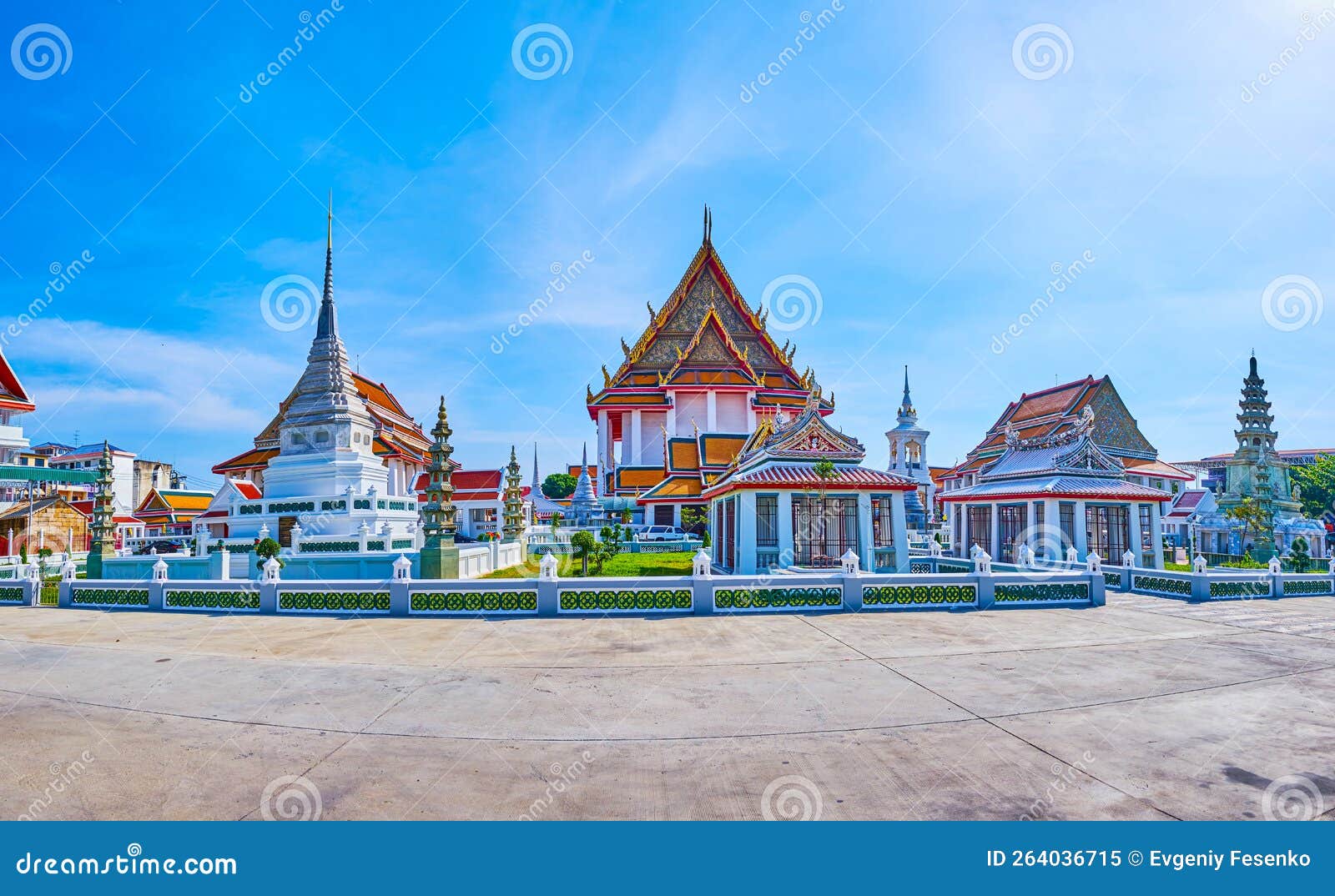 Panorama of Wat Kanlayanamit Temple, Bangkok, Thailand Stock Image ...