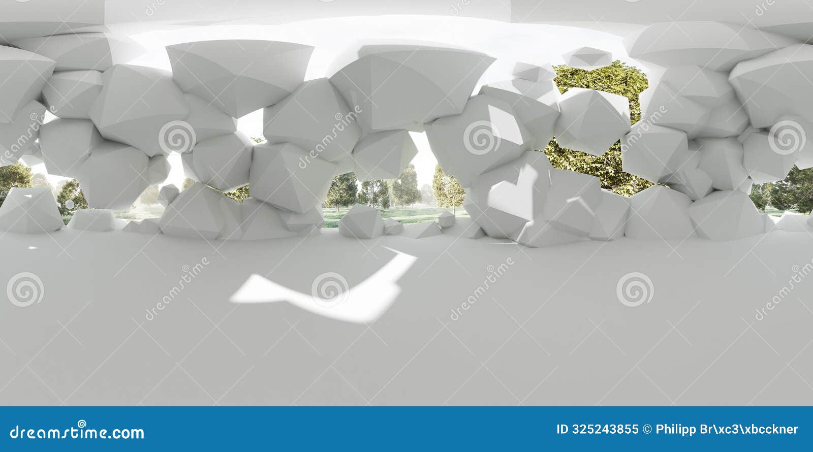 360 Panorama Of A White Geometric Structure With A View Of Greenery Vr ...
