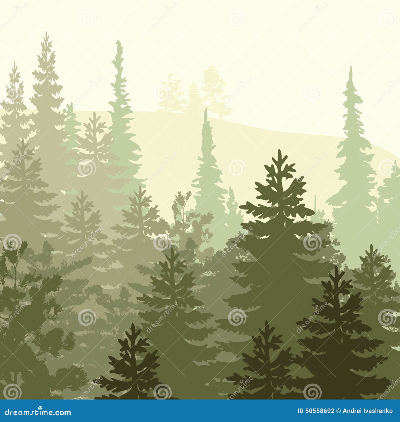 Wild Coniferous Forest Background. Cartoon Vector | CartoonDealer.com ...