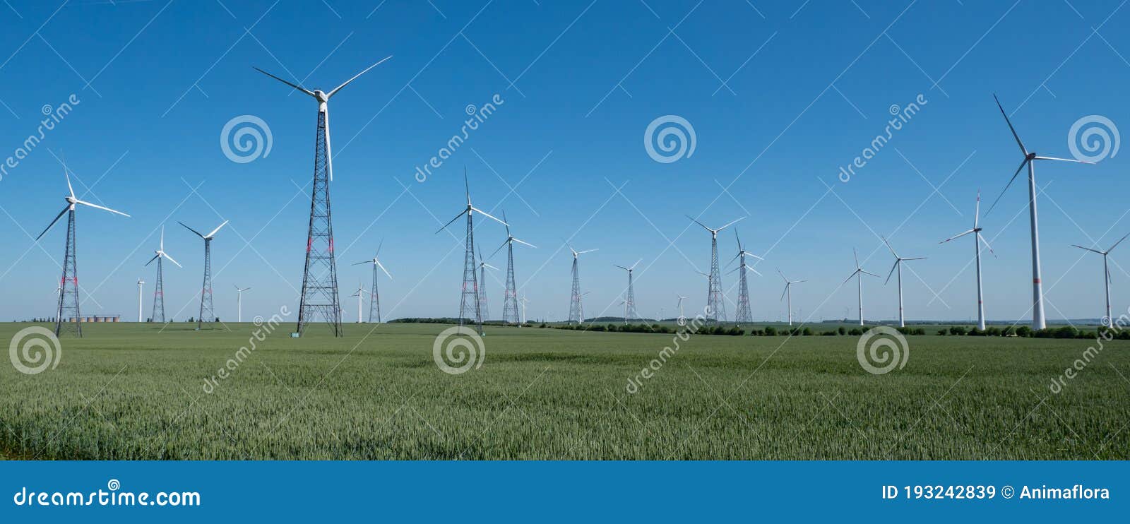 Panorama Wind Farm Renewable Energy Wind Turbines Stock Image - Image ...