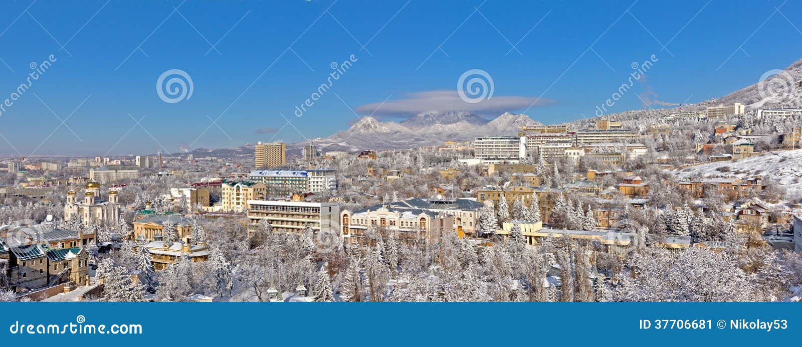 Panorama of Winter Pyatigorsk. Stock Image - Image of trees, horizon ...