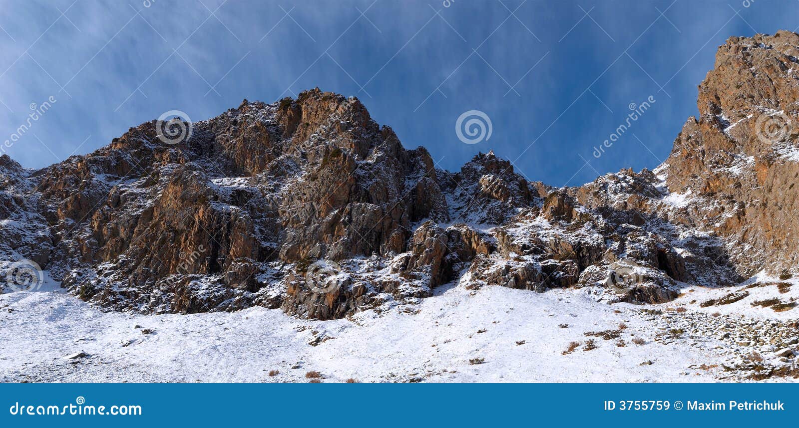 Panorama of Winter rocks stock image. Image of range, landscape - 3755759