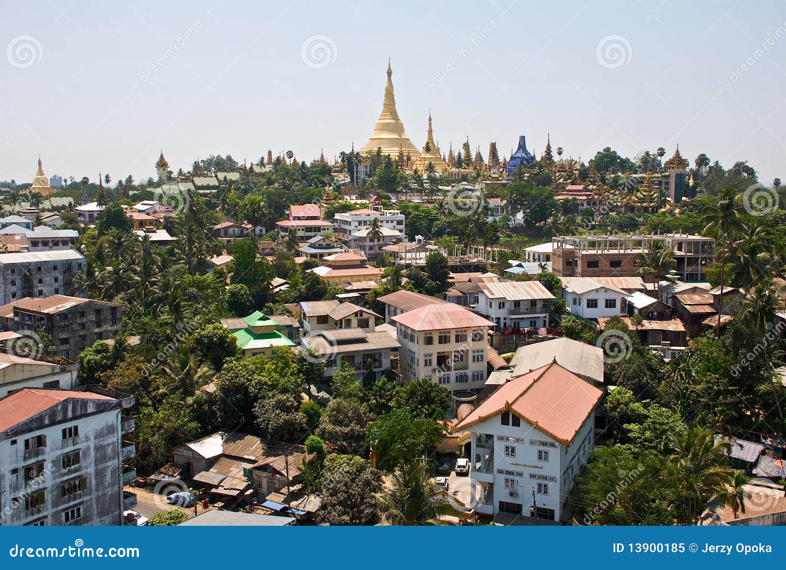 Panorama of Yangon stock image. Image of belief, asia - 13900185