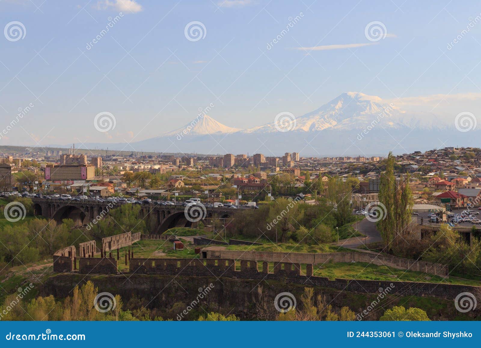 Panorama of Yerevan City at Sunset. Armenia Stock Image - Image of ...