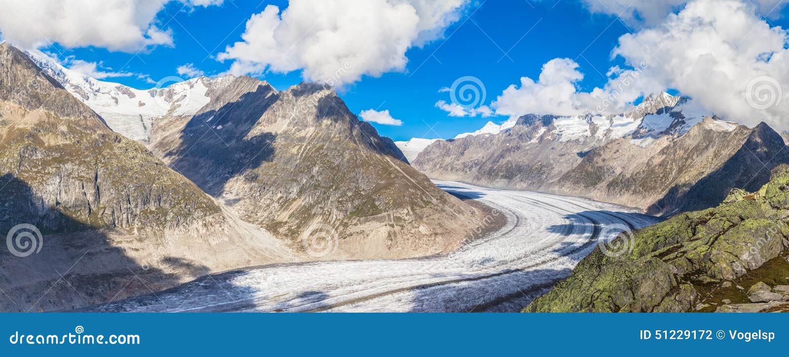 Panoramamening Van De Aletsch-gletsjer Op Bergen Stock Foto - Image of ...