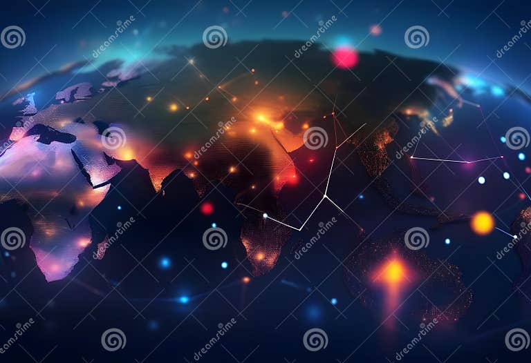 Panoramic Abstract Dot and Triangle Connection Background Stock ...