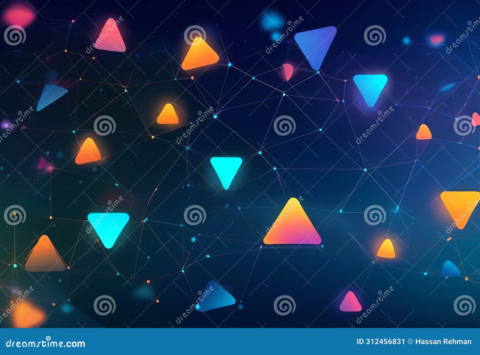 Panoramic Abstract Dot and Triangle Connection Background Stock ...