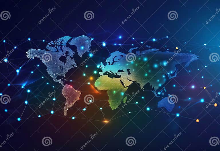 Panoramic Abstract Dot and Triangle Connection Background Stock ...