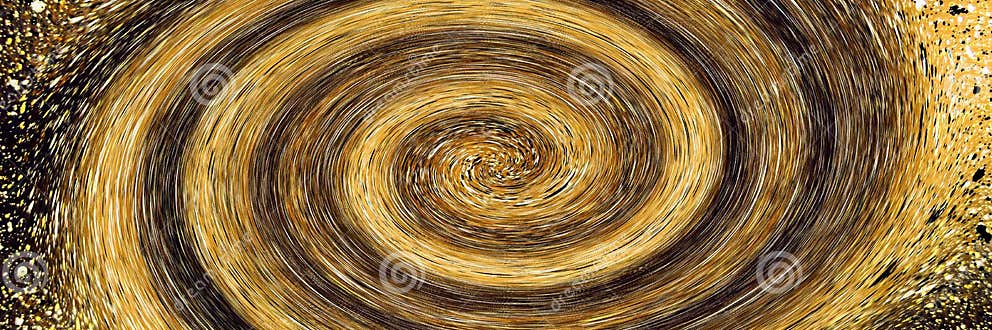 Panoramic Abstract Round Spiral Pattern Background Colored in Gold ...