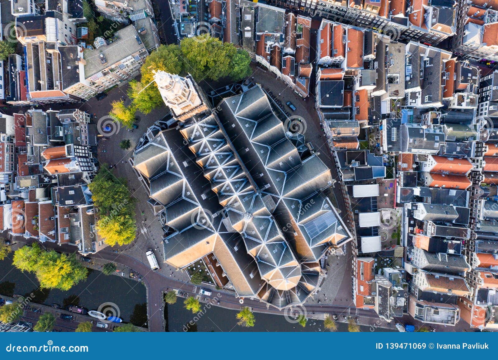 Panoramic Aerial View of Amsterdam, Netherlands. View Over Historic ...