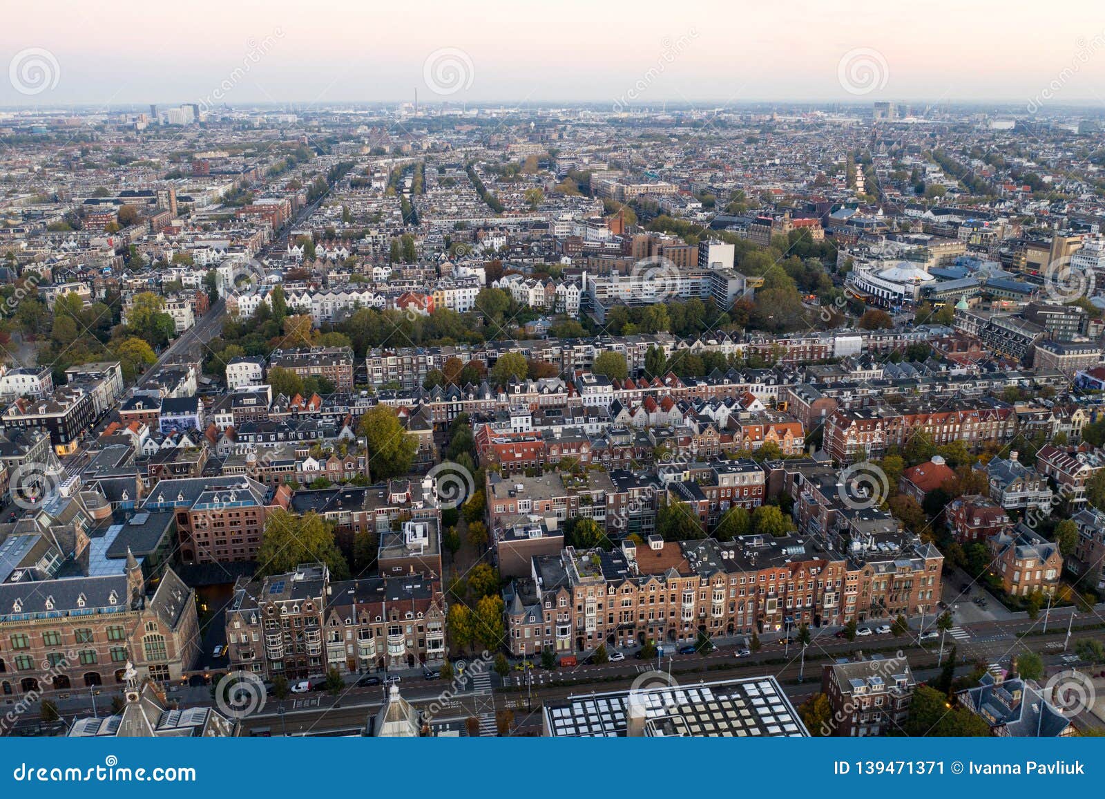 Panoramic Aerial View of Amsterdam, Netherlands. View Over Historic ...