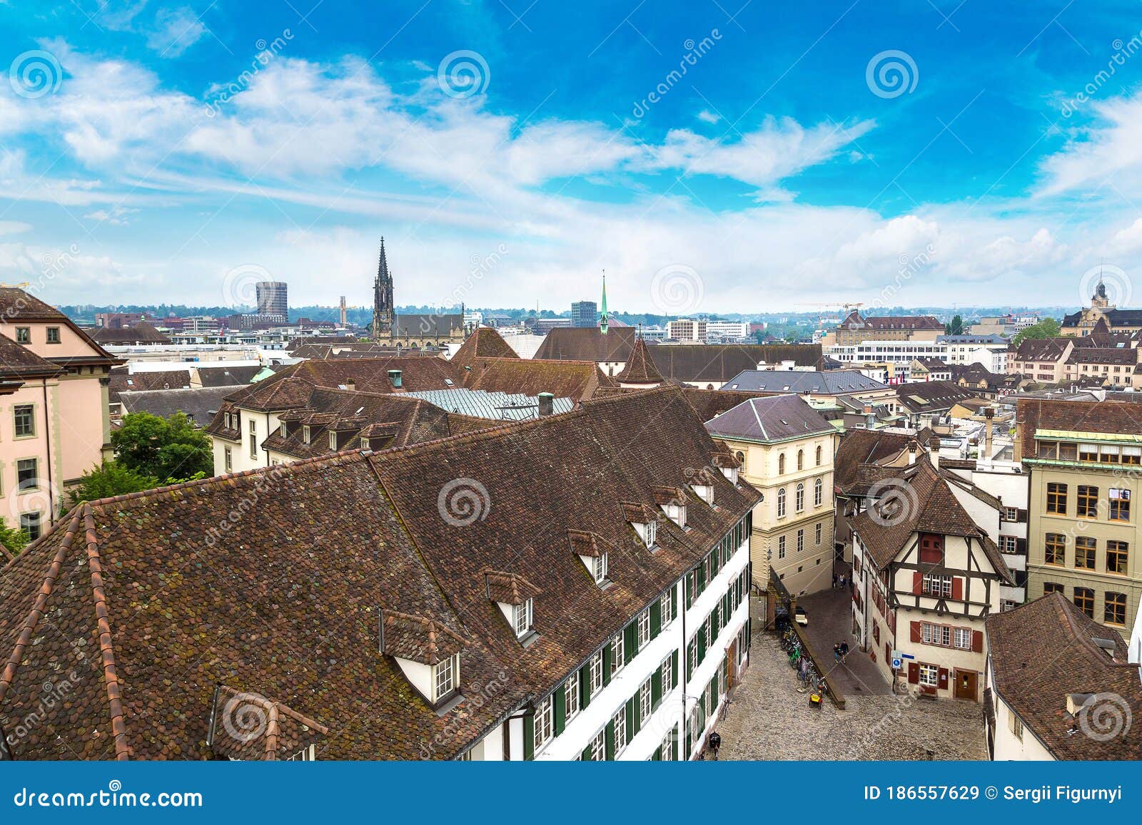 Panoramic view of Basel stock image. Image of fall, downtown - 186557629
