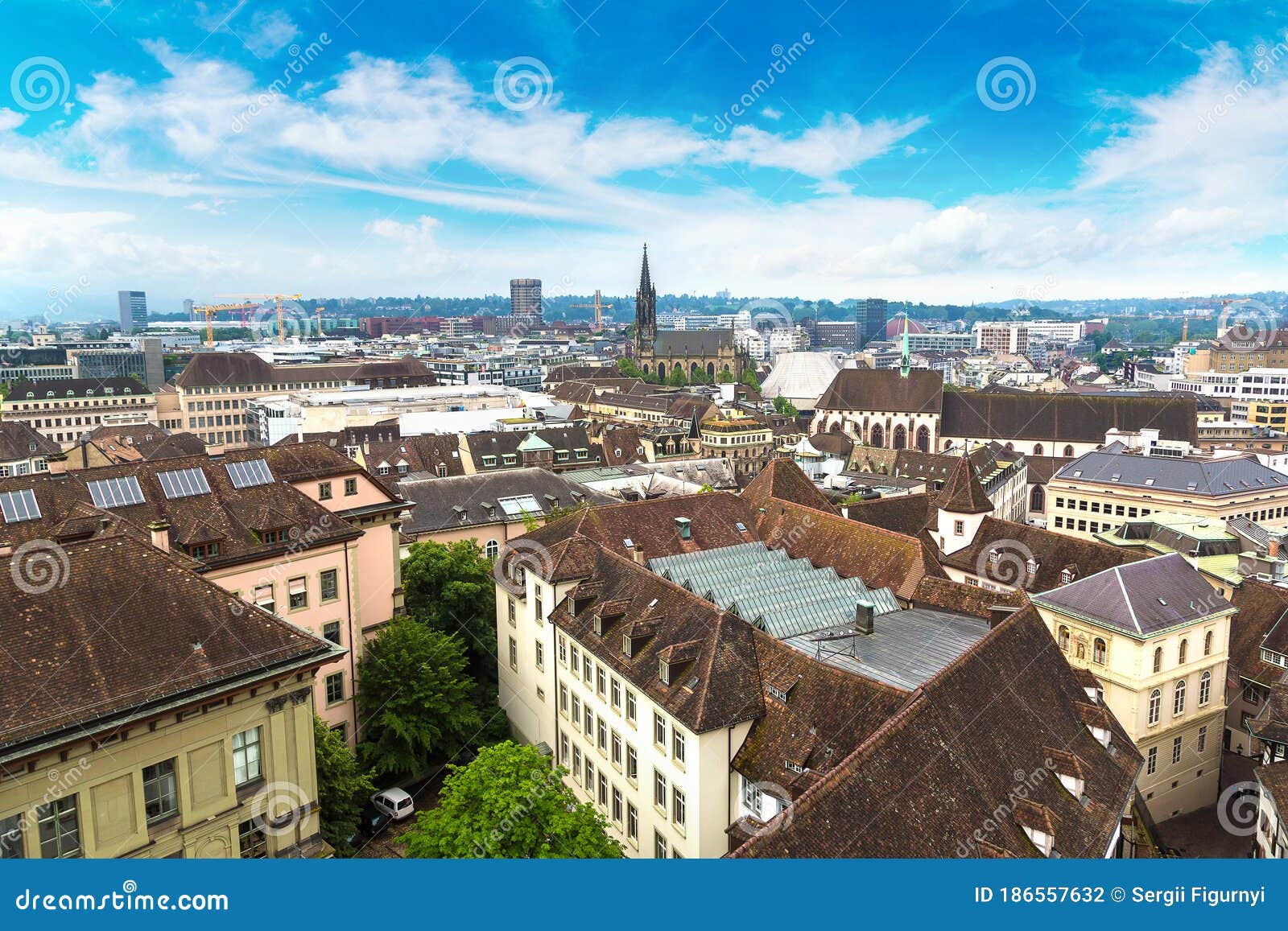 Panoramic view of Basel stock photo. Image of panorama - 186557632