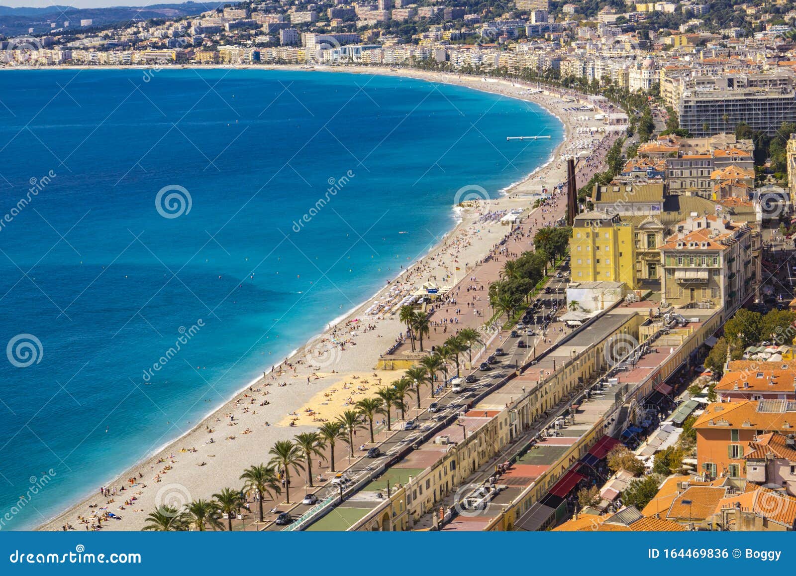Panoramic Aerial View at Beaches in Nice, France Stock Photo - Image of ...