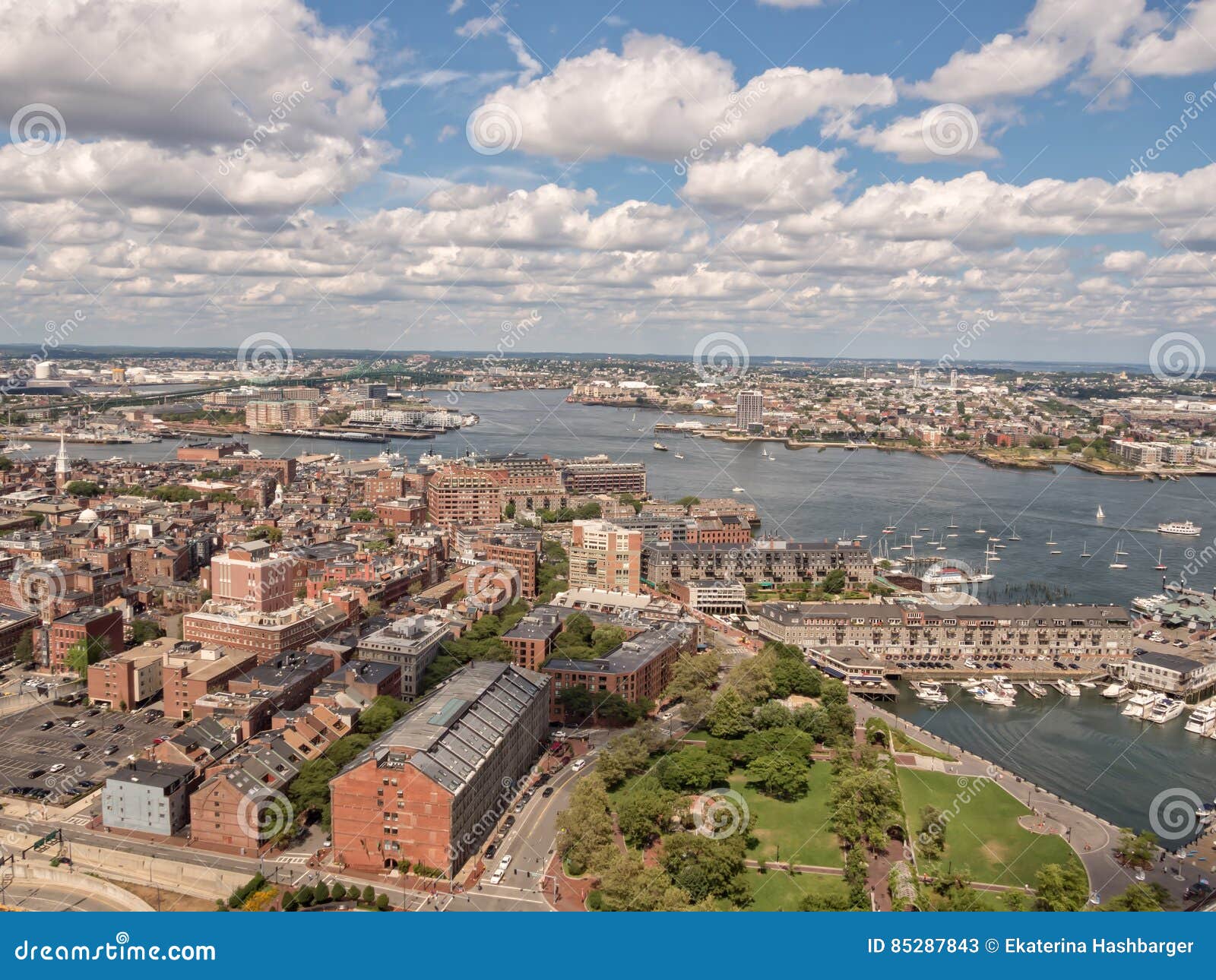 Panoramic, Aerial View of Boston, MA Stock Image - Image of urban ...
