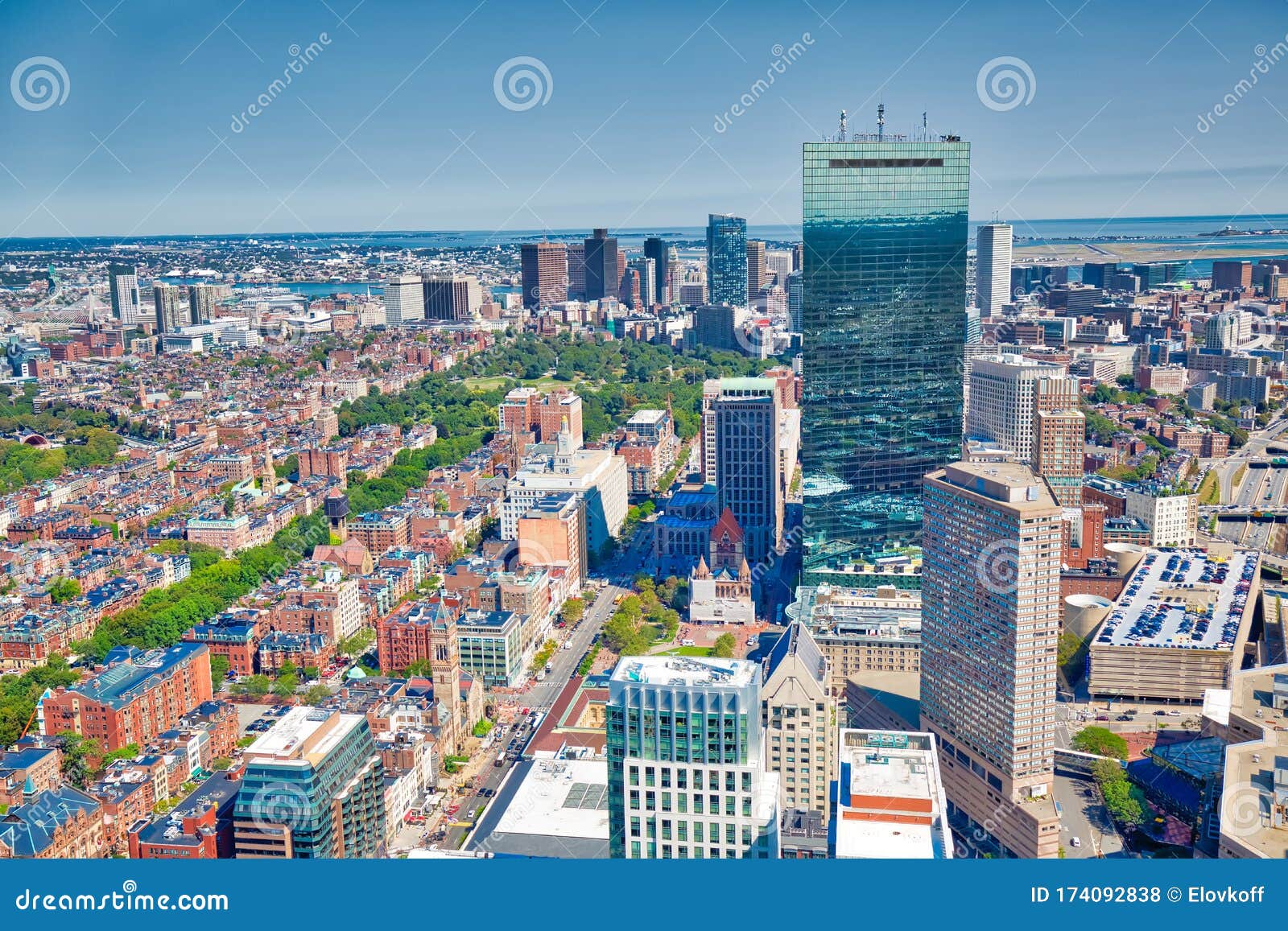 Panoramic Aerial View of Boston from Prudential Tower Stock Photo ...
