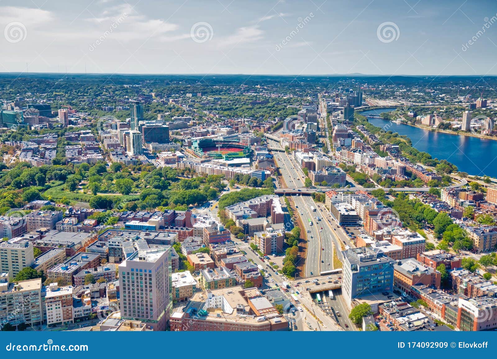 Panoramic Aerial View of Boston Stock Image - Image of aerial ...