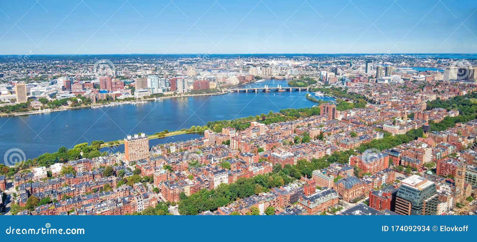 Panoramic Aerial View of Boston Stock Photo - Image of city, center ...