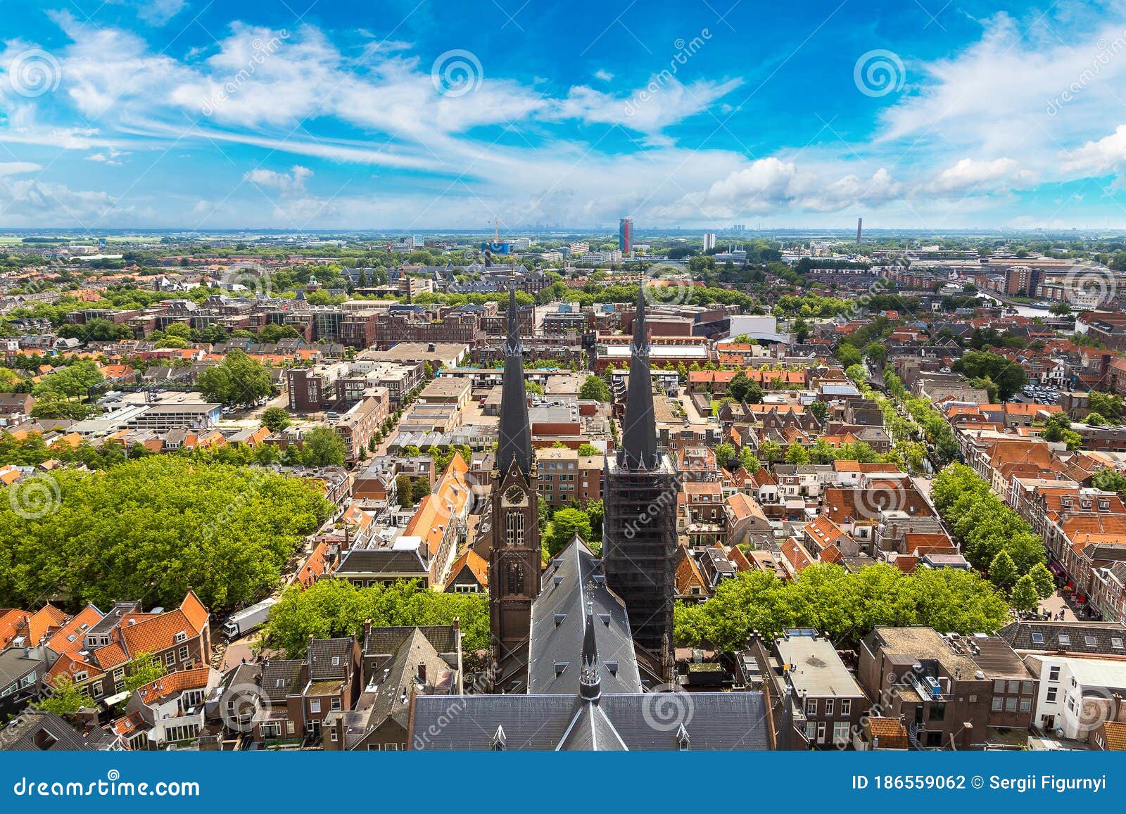 Panoramic view of Delft stock photo. Image of house - 186559062