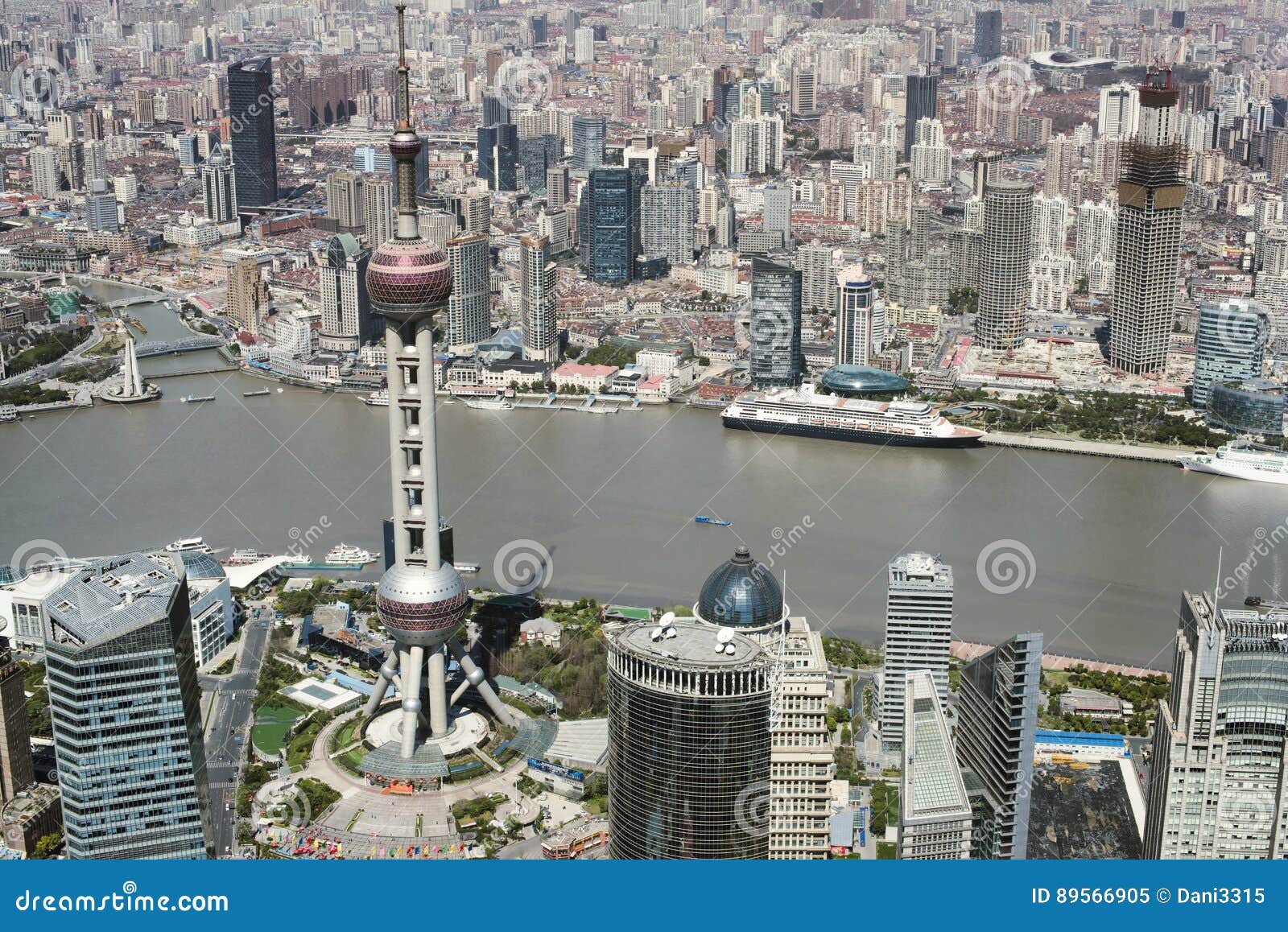 Panoramic Aerial View of Downtown Shanghai Editorial Image - Image of ...