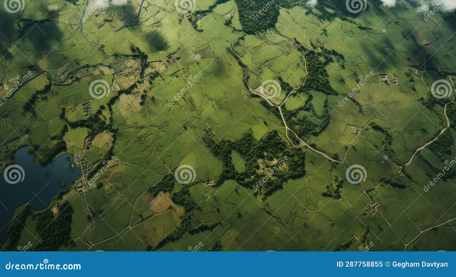 Panoramic Aerial View of Fields and Grass Stock Illustration ...