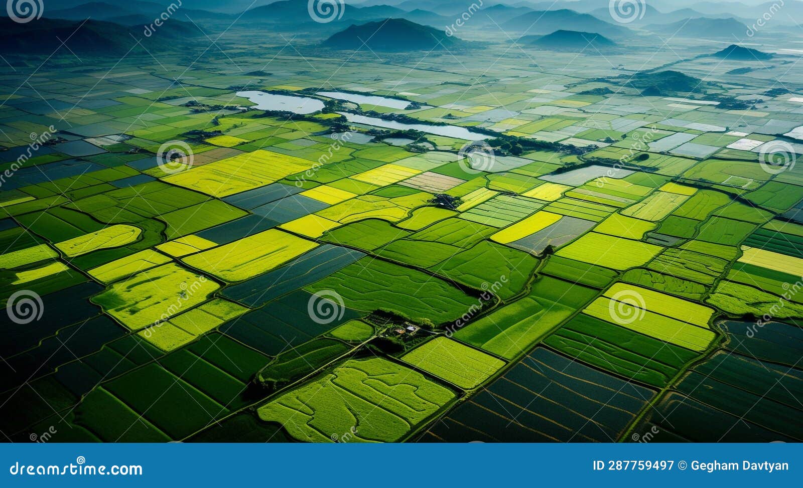 Panoramic Aerial View of Fields and Grass Stock Illustration ...