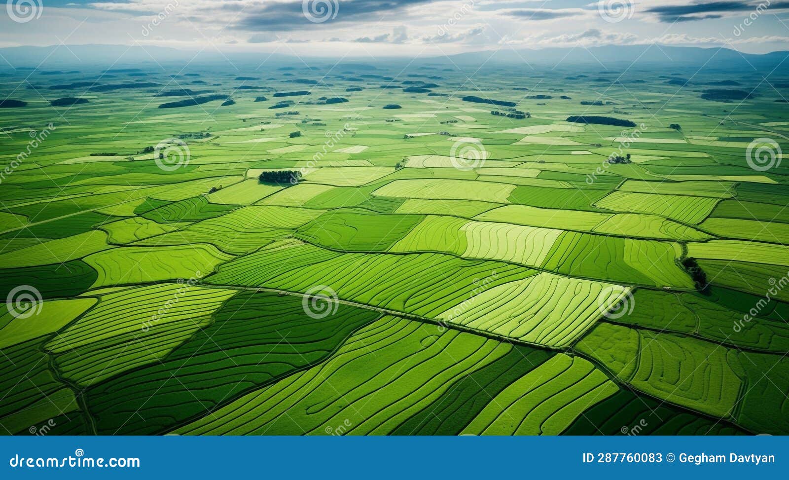 Panoramic Aerial View of Fields and Grass Stock Illustration ...