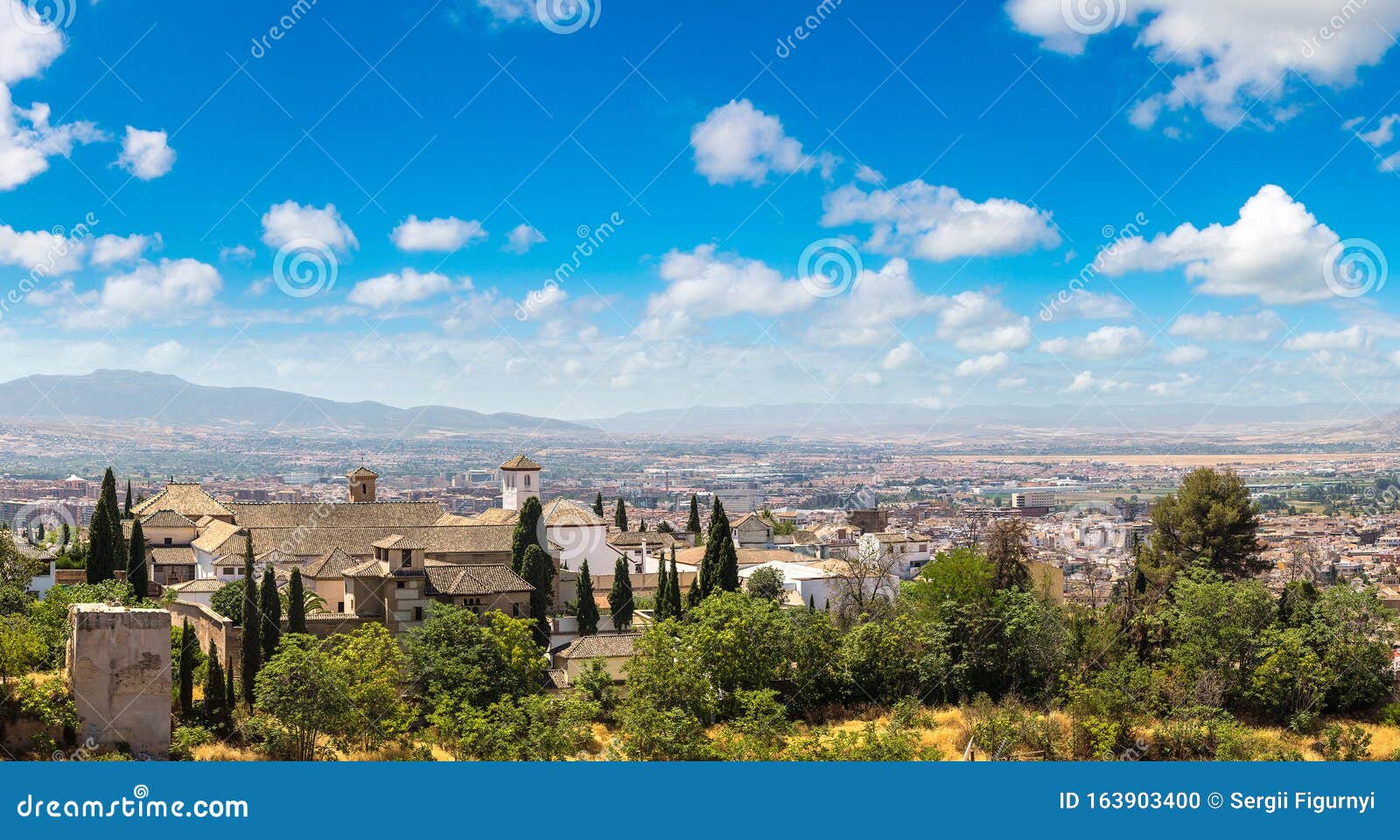 Panoramic view of Granada stock photo. Image of historical - 163903400