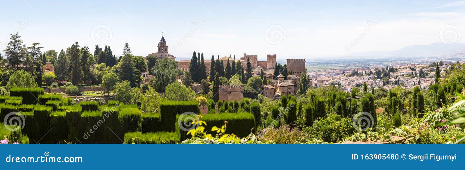 Panoramic view of Granada stock photo. Image of urban - 163905480