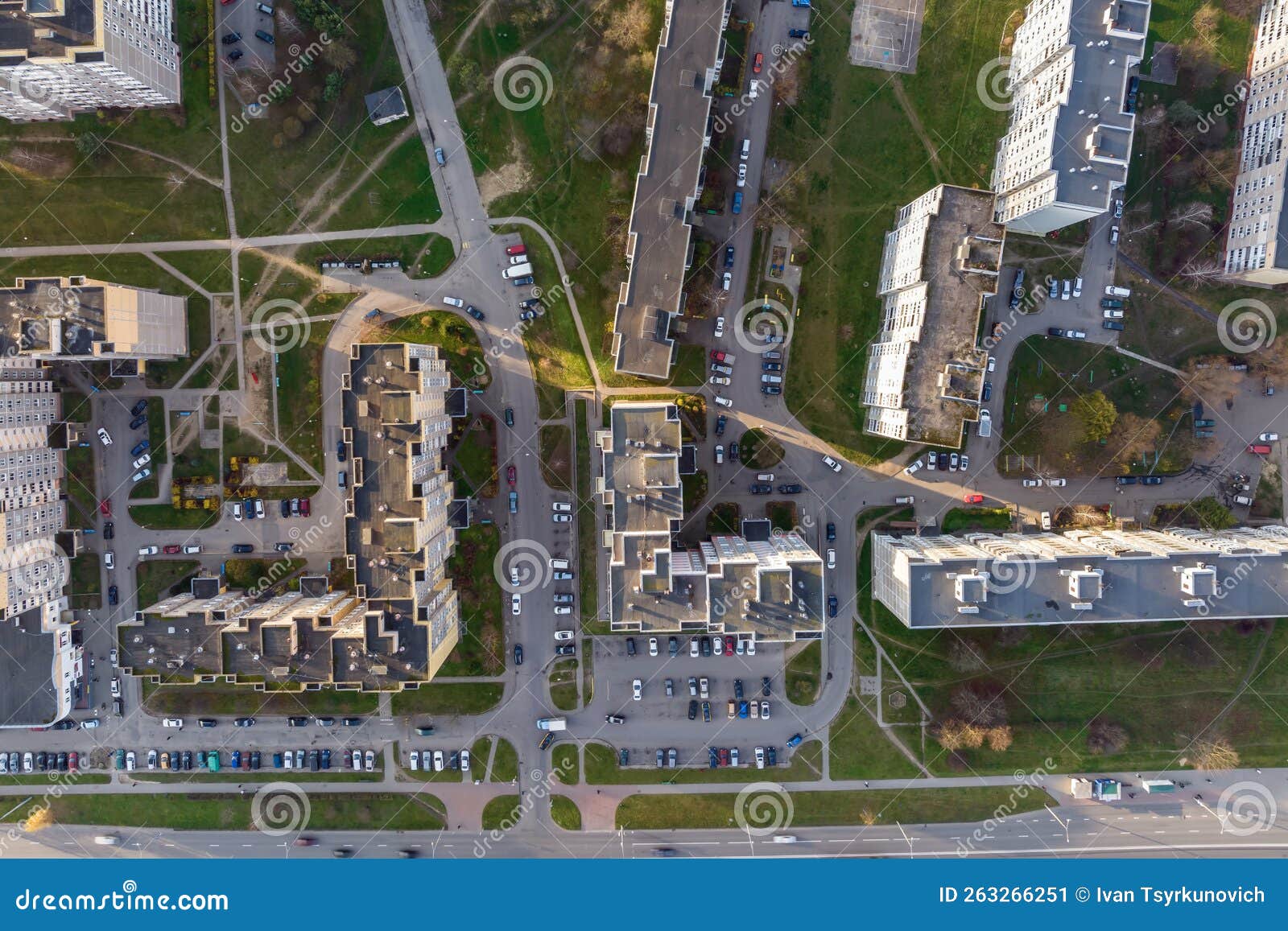 Panoramic Aerial View of a Huge Residential Complex with High-rise ...