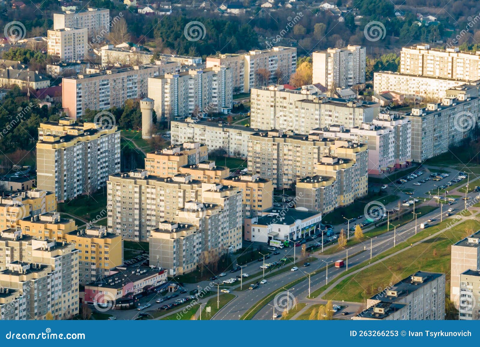 Panoramic Aerial View of a Huge Residential Complex with High-rise ...