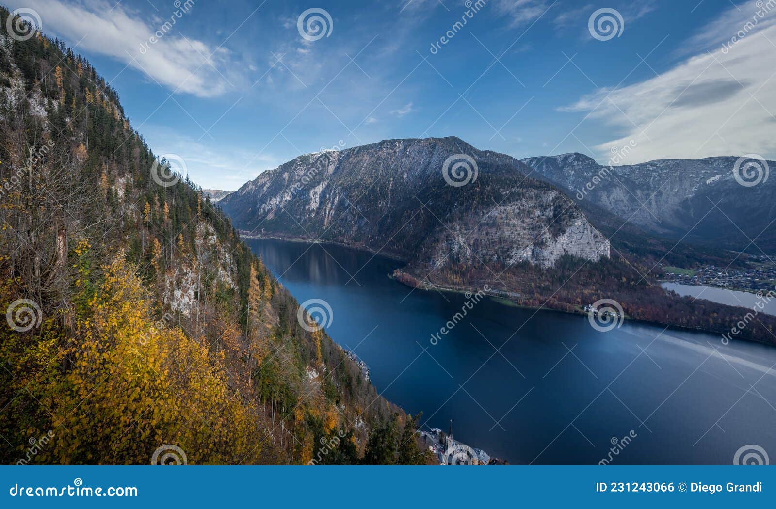 Panoramic Aerial View of Lake Hallstatt and Mountains - Hallstatt ...