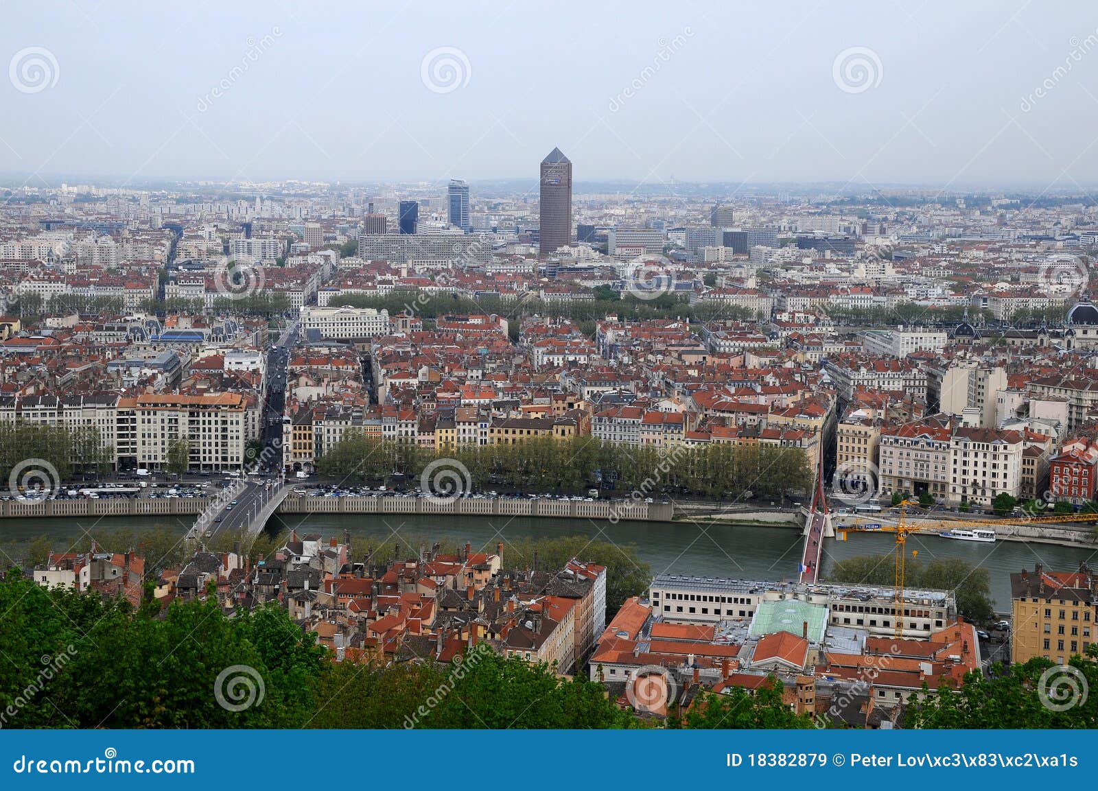 Panoramic Aerial View at Lyon Editorial Stock Image - Image of european ...