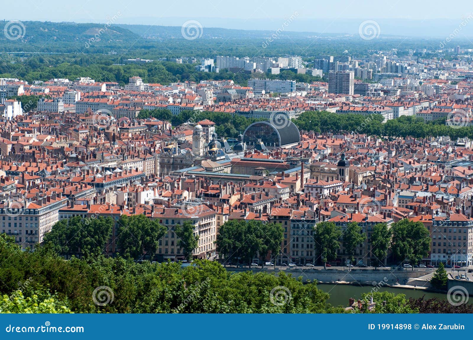 Panoramic Aerial View at Lyon Stock Photo - Image of partdieu ...