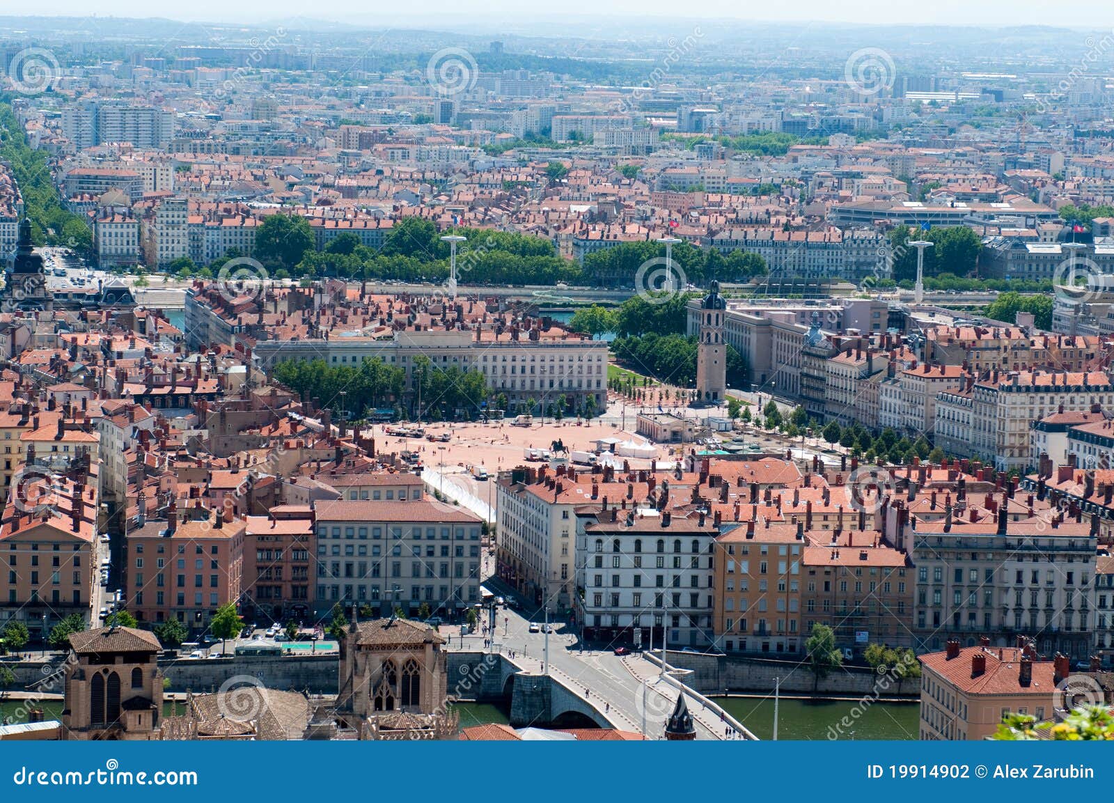 Panoramic Aerial View at Lyon Stock Photo - Image of housetop, blue ...