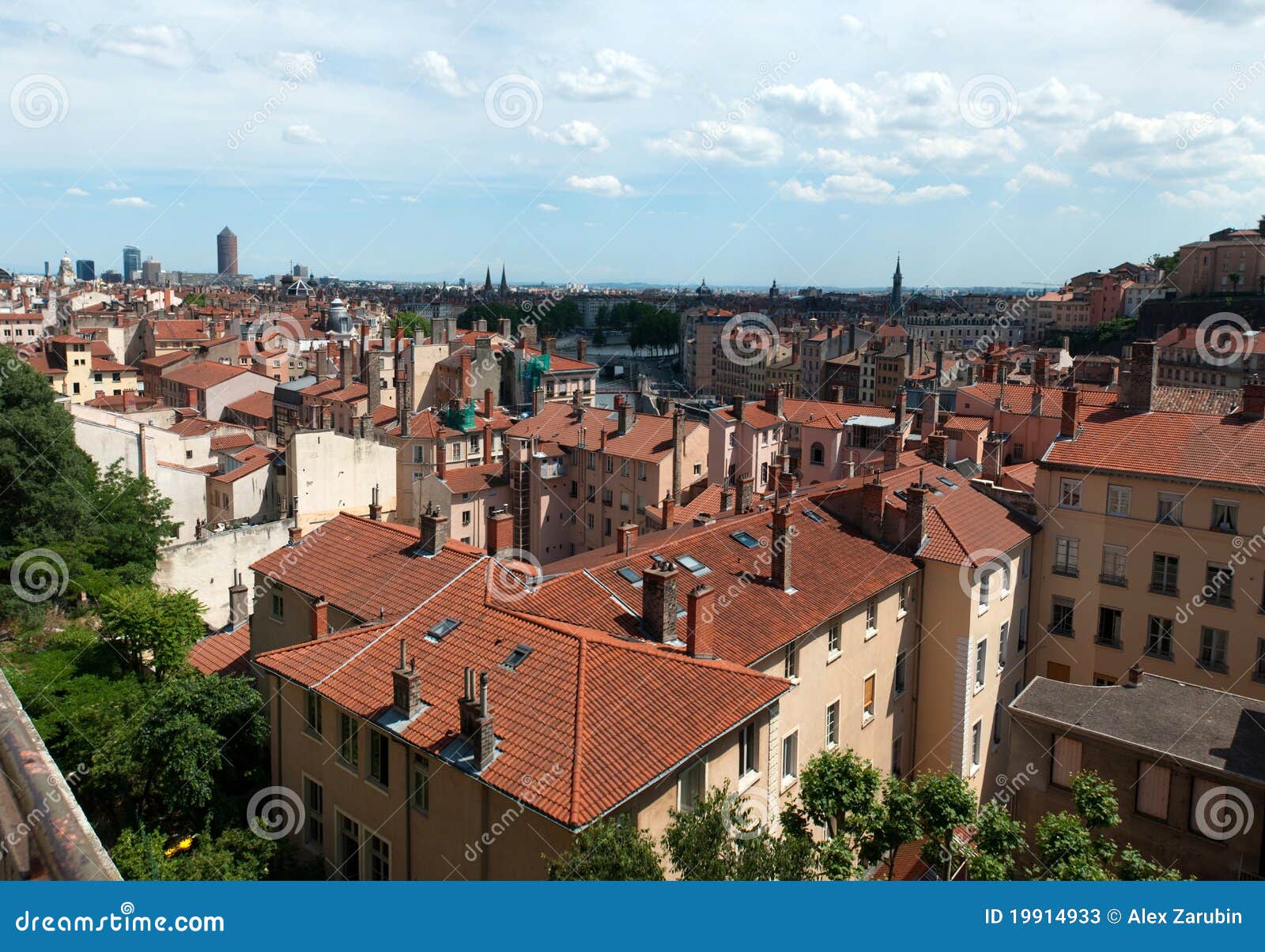 Panoramic Aerial View at Lyon Stock Image - Image of partdieu, blue ...