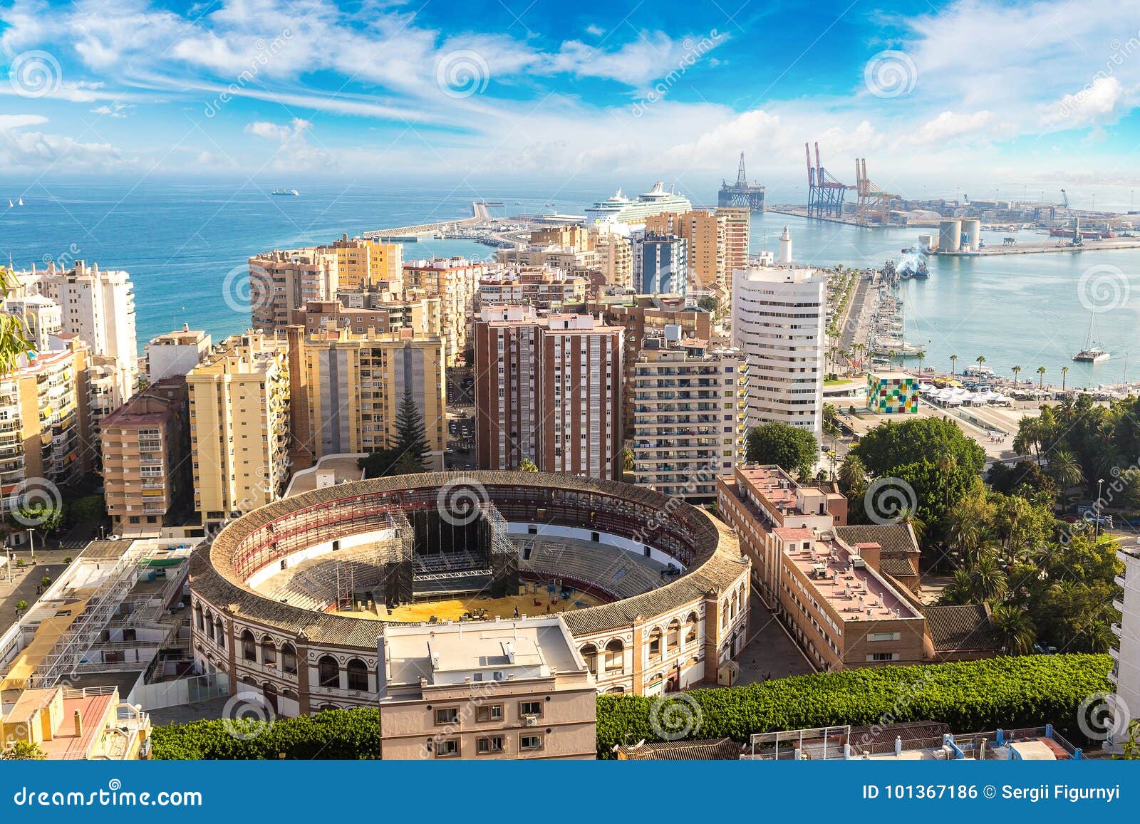 Panoramic view of Malaga stock photo. Image of panoramic - 101367186