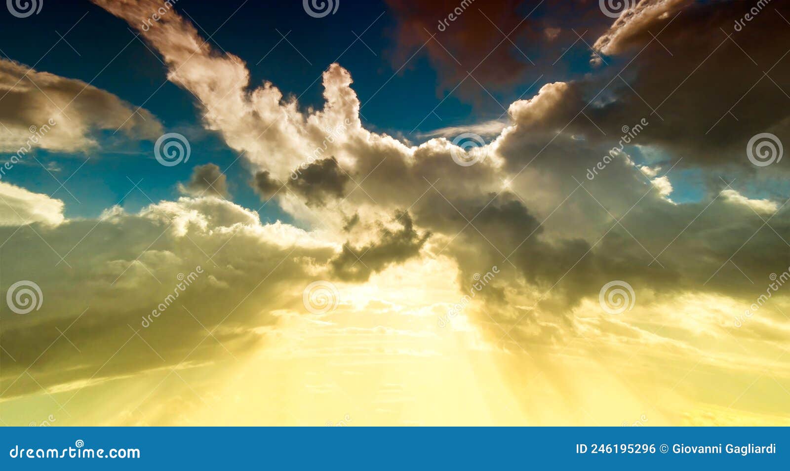 Panoramic Aerial View of Morning Sky from Flying Drone Stock Photo ...