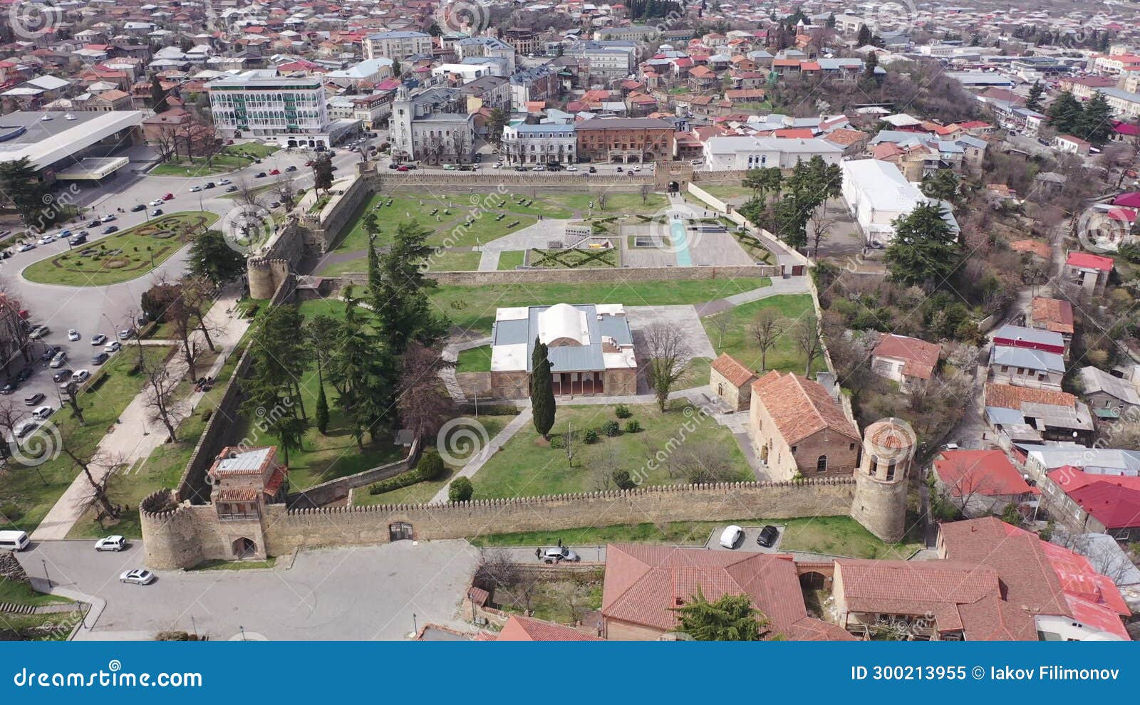 Aerial View of Old Georgian Town of Telavi Overlooking Ancient ...