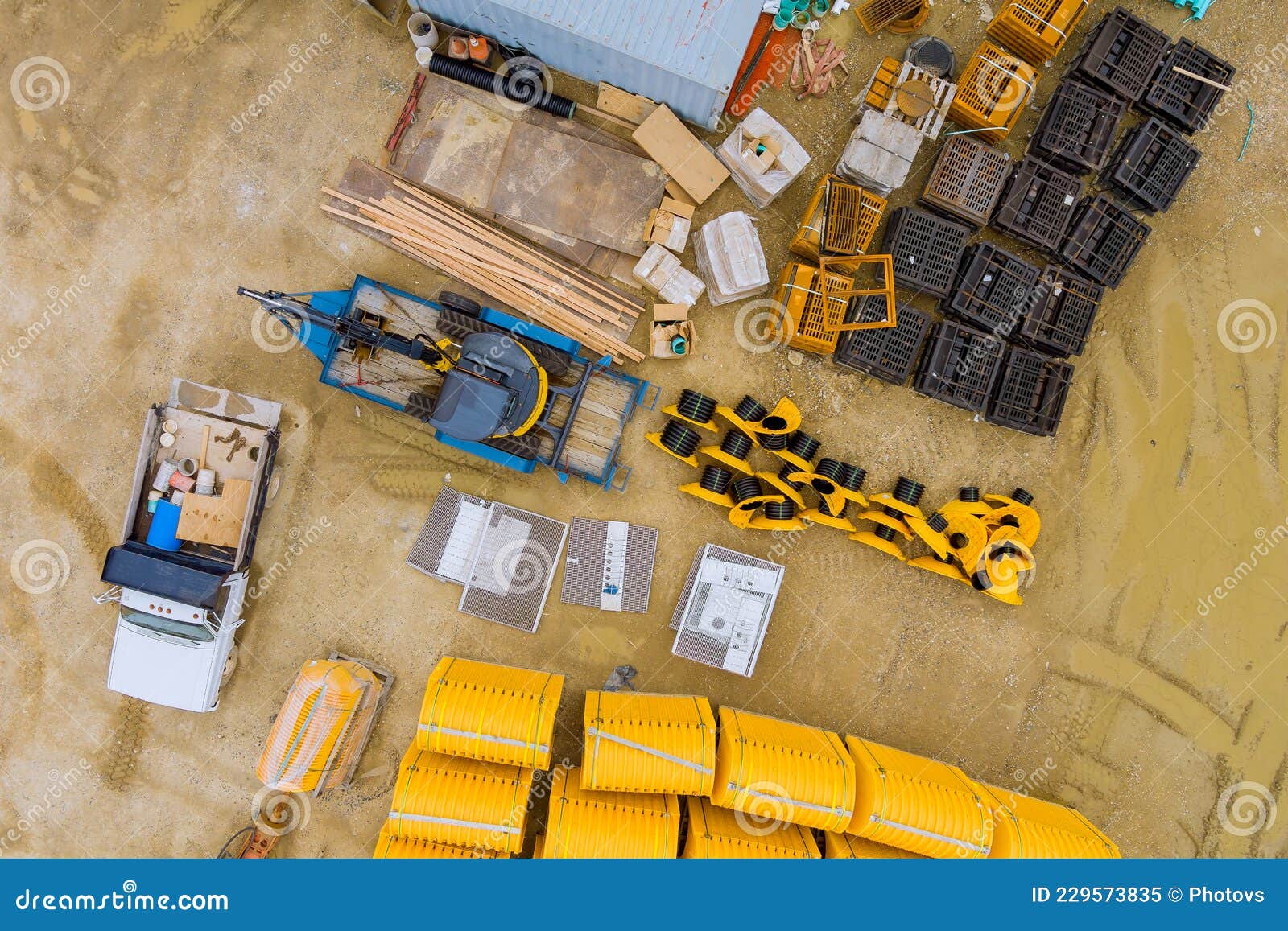 Panoramic View of Work Preparing Ground Under Construction in Laying ...
