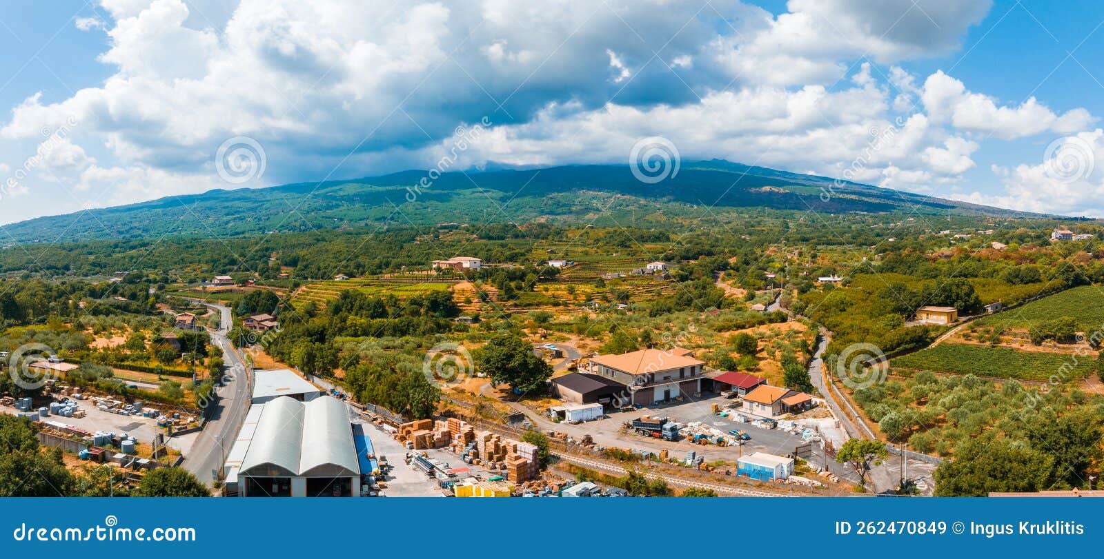 Panoramic Aerial Wide View of the Active Volcano Etna Stock Image ...